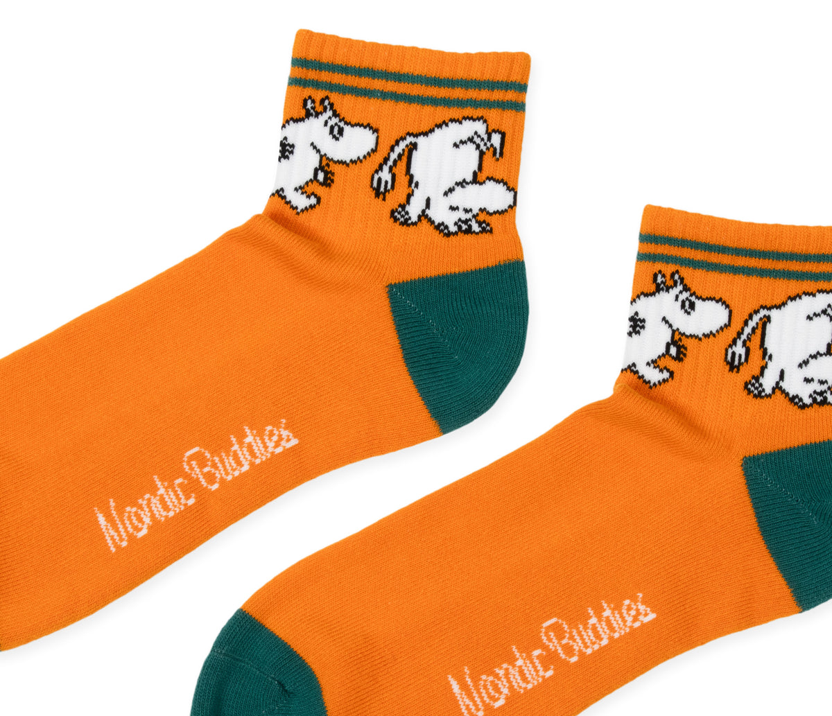 Moomintroll Running Retro Ankle Men Socks - Orange and Dark Green ...